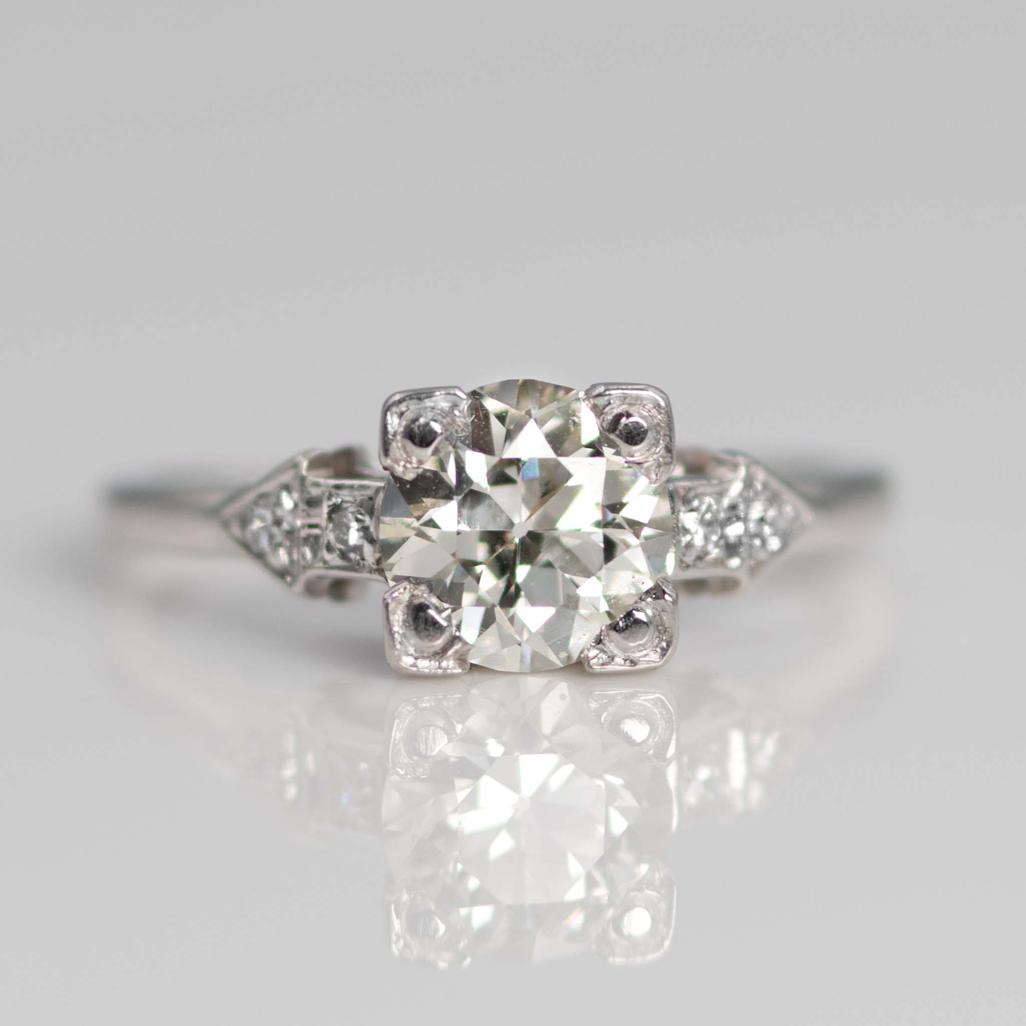 Art Deco White Gold 1.10 carat Diamond Solitaire Ring | Friar House
