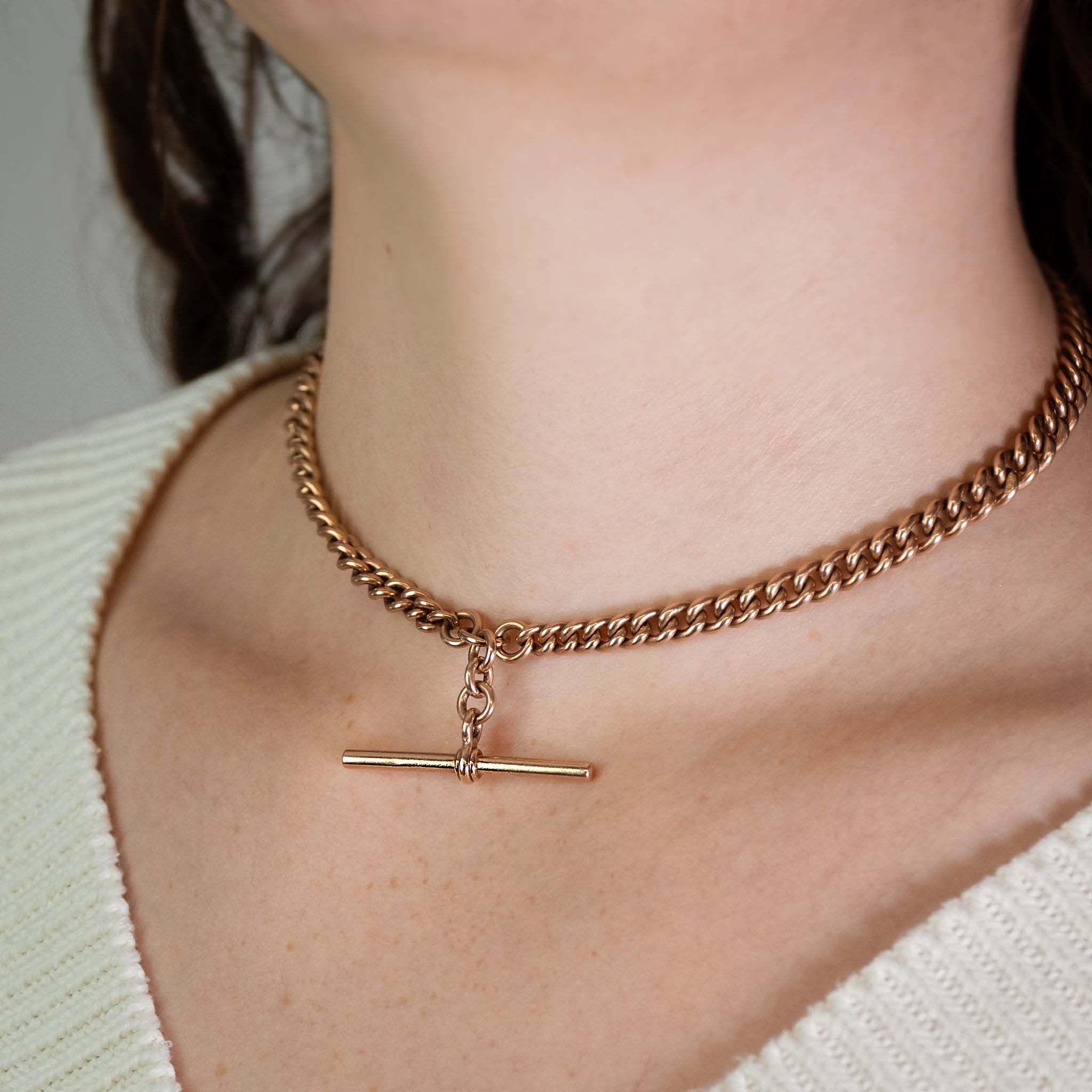 Edwardian 9ct Rose Gold Double Graduated Curb Chain – Friar House